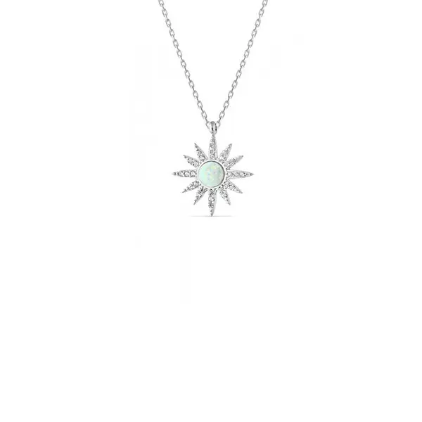 SPERO LONDON White Opal Sunburst Necklace - Silver