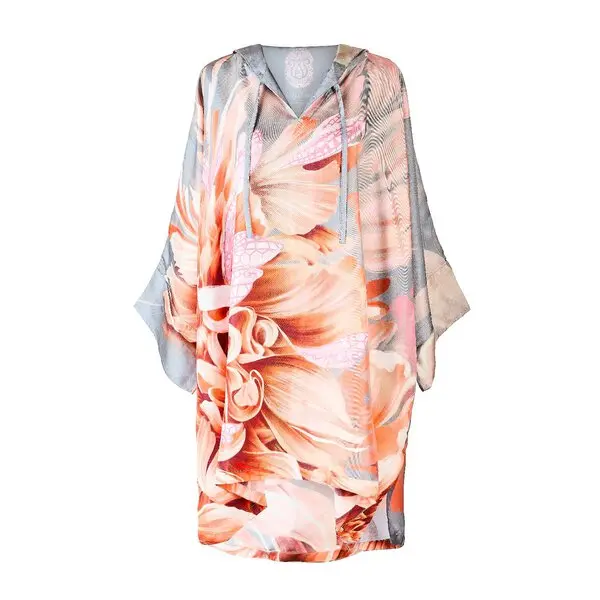 SILK&SOUL Hooded Kaftan Dress - Orange