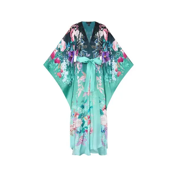 MENG Ombre Silk Satin Wrap Dress - Green