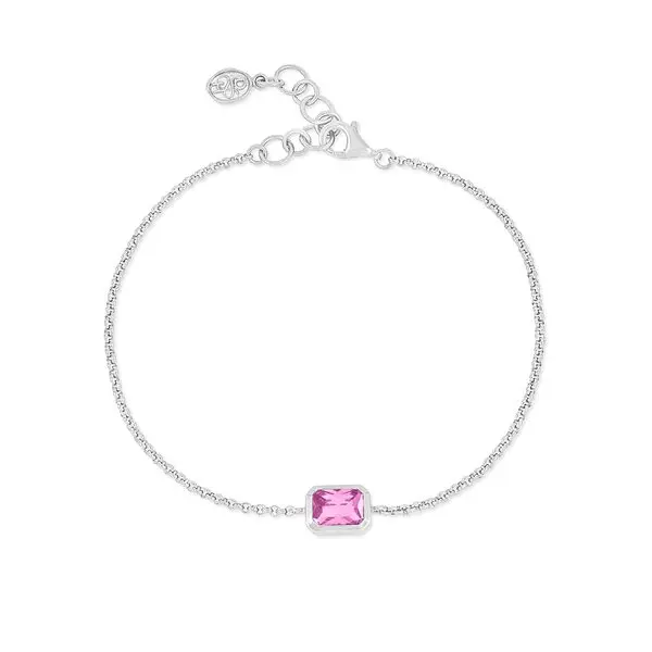 DOWER & HALL Silver Pink Quartz Octagon Chain Bracelet - Silver/pink