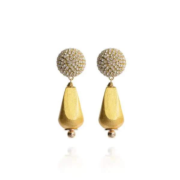 SAULE LABEL Dalia Rhinestone Drop Earrings - Gold