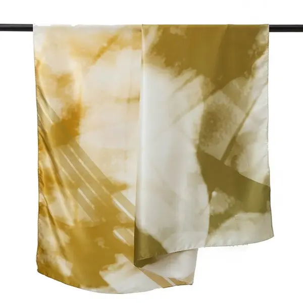 ESSENTY-PARIS Metamorphosis Journey Design – French Satin Silk Scarf - Yellow