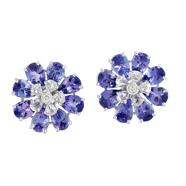 ARTISAN 18k White Gold Tanzanite And Diamond Ear Jackets - White/blue