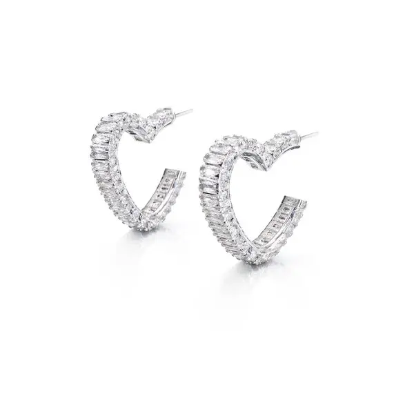 MAISON DE GALA Pave Crystal Hoop Earrings - Silver