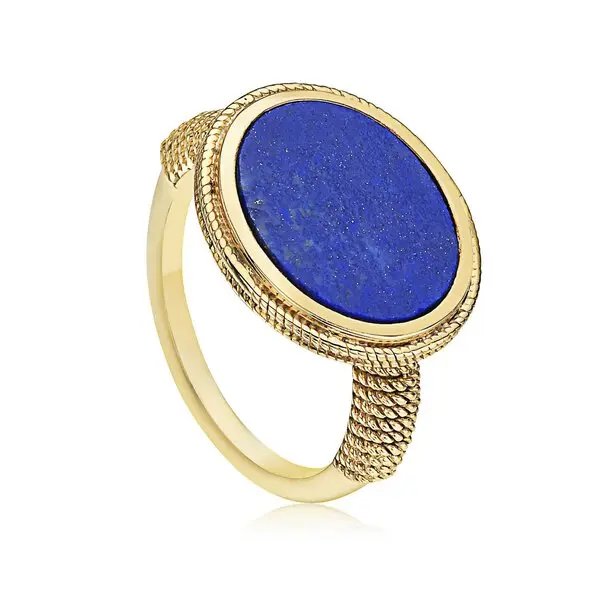 PREETI SANDHU Woven Ring With Lapis In 14k Gold Plated Sterling Silver - Blue/gold