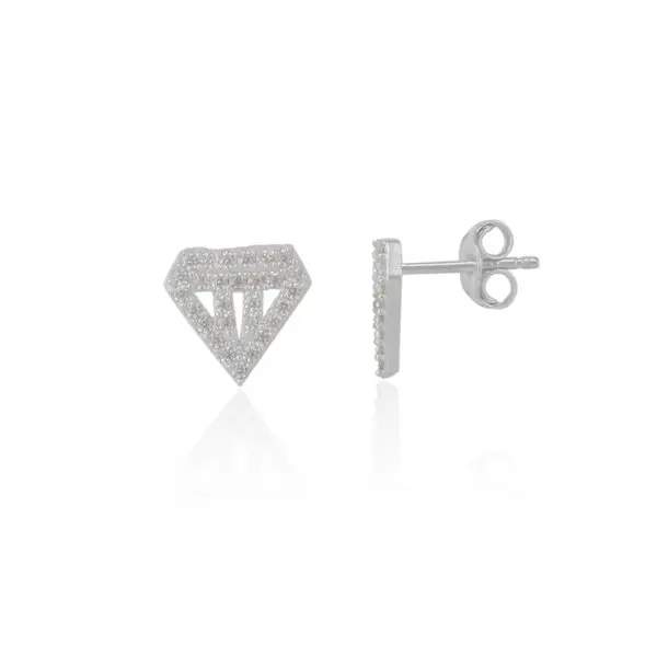 SPERO LONDON Diamond Shape Stud Earrings - Silver