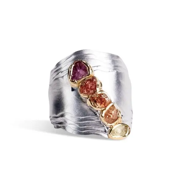 GERMAN KABIRSKI Stratu Layered Gemstone Ring - Silver
