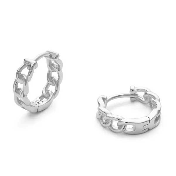 ELK & BLOOM Sterling Chain Hoop Earrings - Silver
