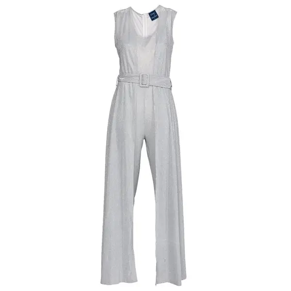 TANTRA SPAIN SL Long Sleeveless Jumpsuit With Glitter Details And Belt - Grey