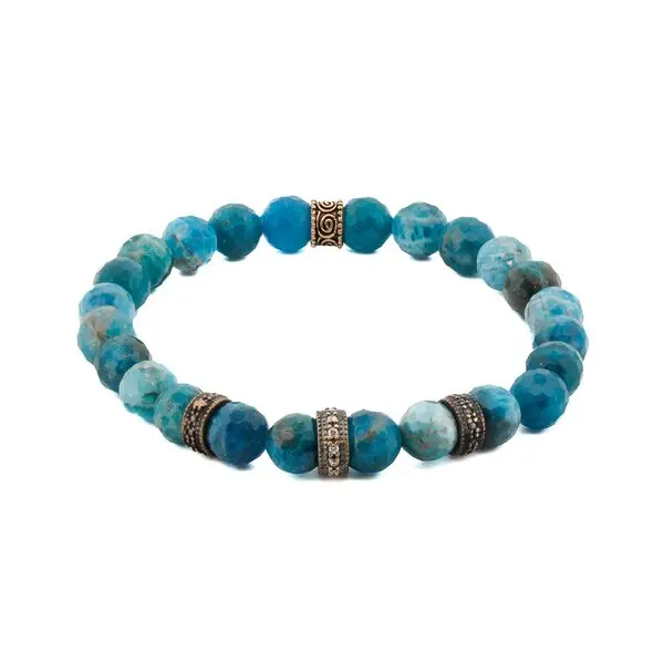 EBRU JEWELRY Spiritual Guidance Apatite Stone Beaded Bracelet - Gold/blue/silver