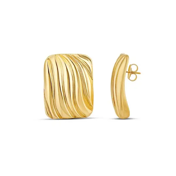 SHYMI Textured Square Statement Earrings - Gold
