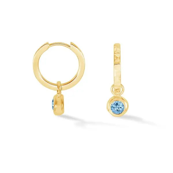 DOWER & HALL Gold Vermeil Blue Topaz Hammered Huggie Earrings - Gold/blue