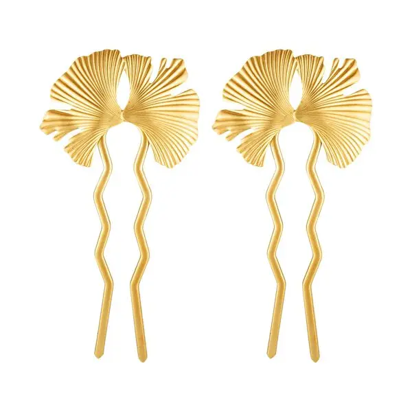STEPHANIE BROWNE AUSTRALIA Gingko Hairpin Set - Gold