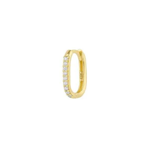 SPERO LONDON Fine Pave Ovate Hoop Single Earring 14ct Solid - Gold