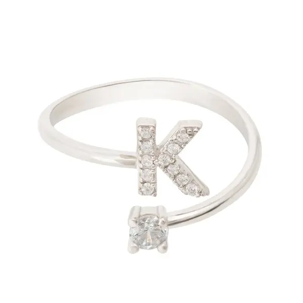 LATELITA Initial Ring - White/silver