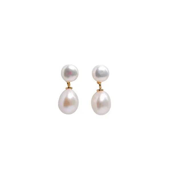 MISS CECILIA Freshwater Pearl Drop Earrings - White