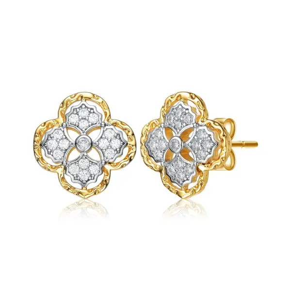 GENEVIVE Rachel Glauber Floral Stud Earrings - Gold