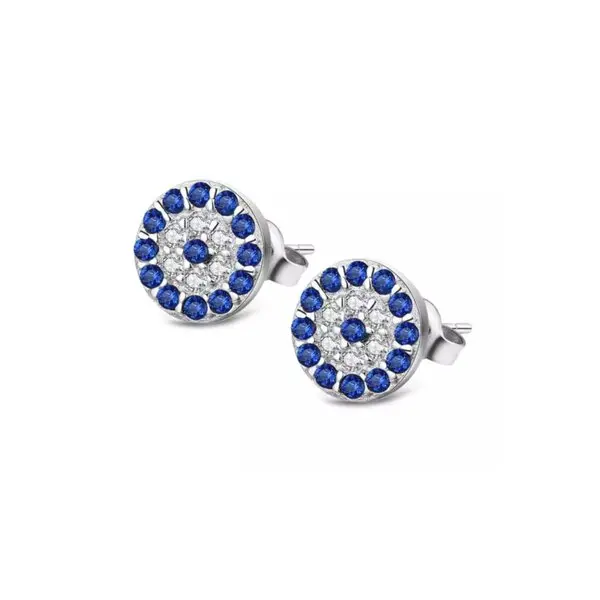 SPERO LONDON Mini Evil Eye Stud Earrings - Silver