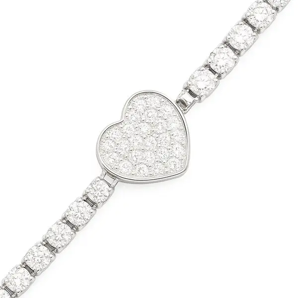 MAISON DE GALA Crystal Heart Bracelet - Silver