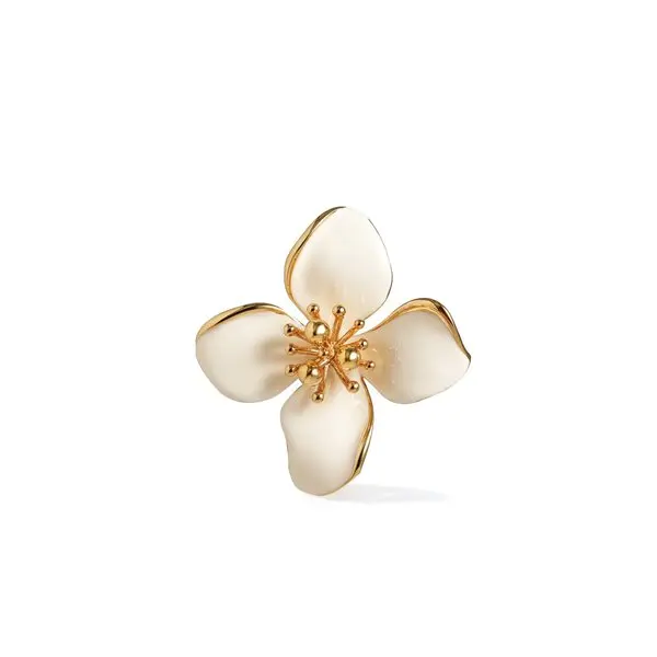 RETRO CHIC Iris Blossom Brooch - White/gold