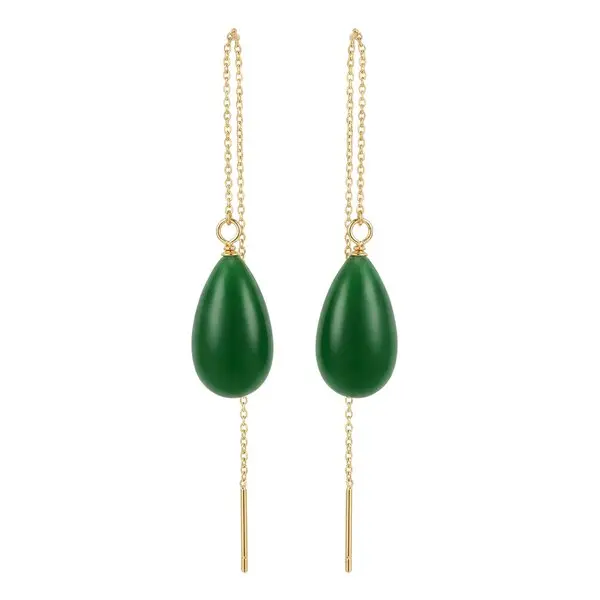 SEREE Waterdrop Drop Earrings - Green