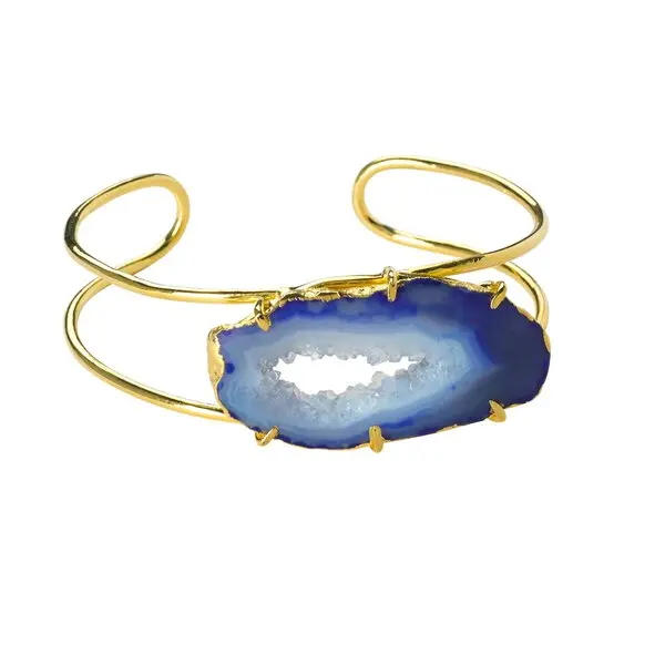 YAA YAA LONDON Gemstone Cuff Bracelet - Blue/gold