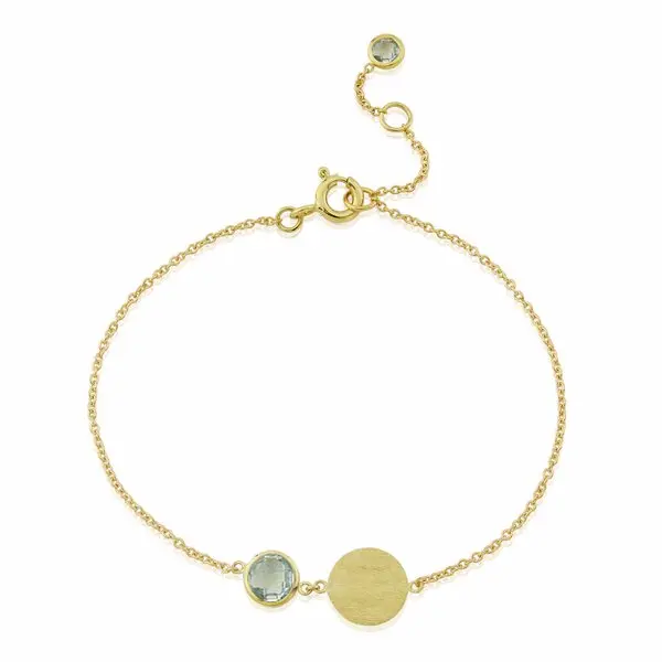 AUREE JEWELLERY 9ct Gold March Birthstone Bracelet - Blue/gold