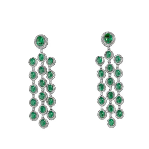 MERAKI BY RASHMI BAJAJ Julitte Cubic Zirconia Chandelier Earrings - Green