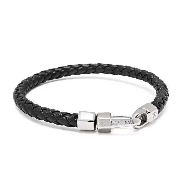 NIALAYA JEWELRY Braided Leather Bracelet - Black