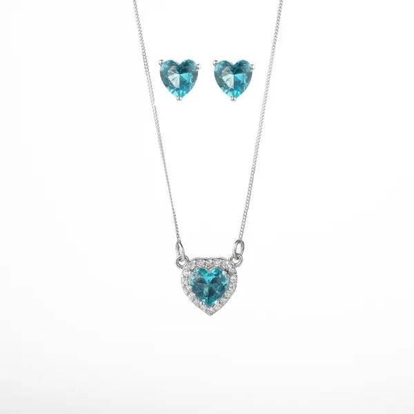 CHIARELLA Necklace And Earring Set - Silver/blue