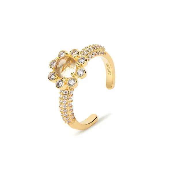 FREQNC ATELIER Eight Petals Golden Rutilated Quartz Ring - Yellow