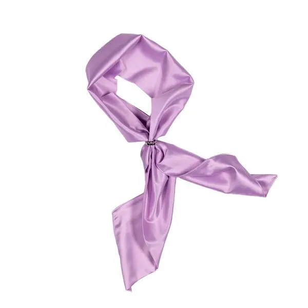 VIRAGO Undone Satin Scarf In Lilac And Stainless Steel Ring In Silver - Purple