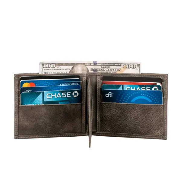 LEATHERE Classic Leather Bifold Wallet Los Angeles - Grey