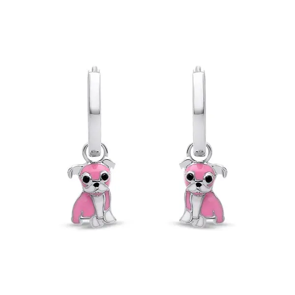 CLOUD HAVEN Bulldog Hoop Earrings - Silver/pink