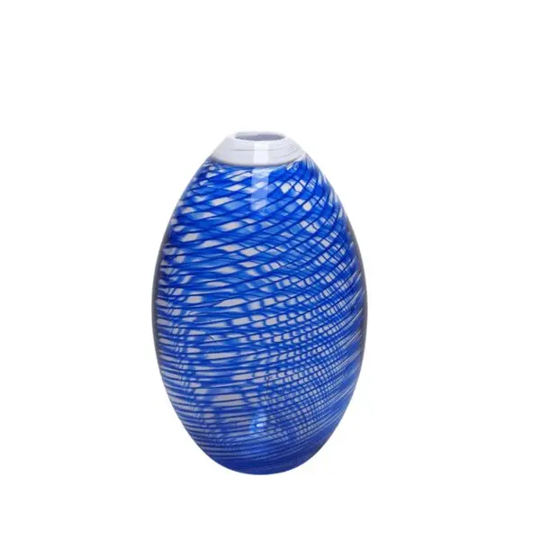 MARLETH Blue / White Sogni Azzurri Hand-blown Merletto Glass Vase