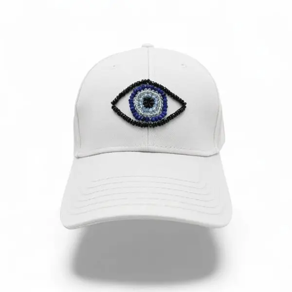 C. GRASSI Energy Project Evil Eye Beaded Cap - White