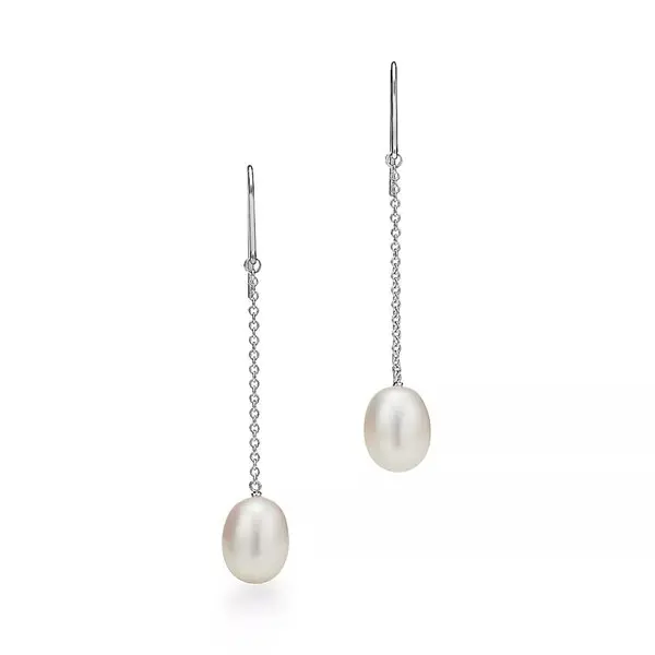 UNALOE Chain And Pearl Dangle Earrings - Silver