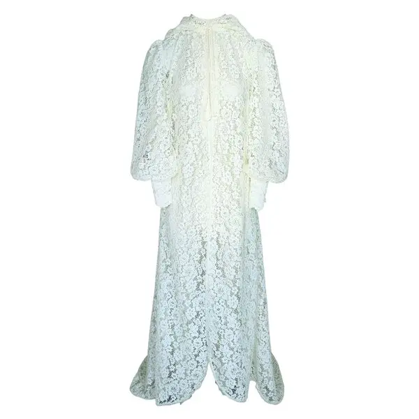 COUTURE TO YOUR DOOR Lace Wedding Hooded Cape Coat - White