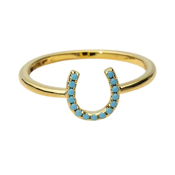 NATIVE GEM Lucky Horseshoe Ring - Blue