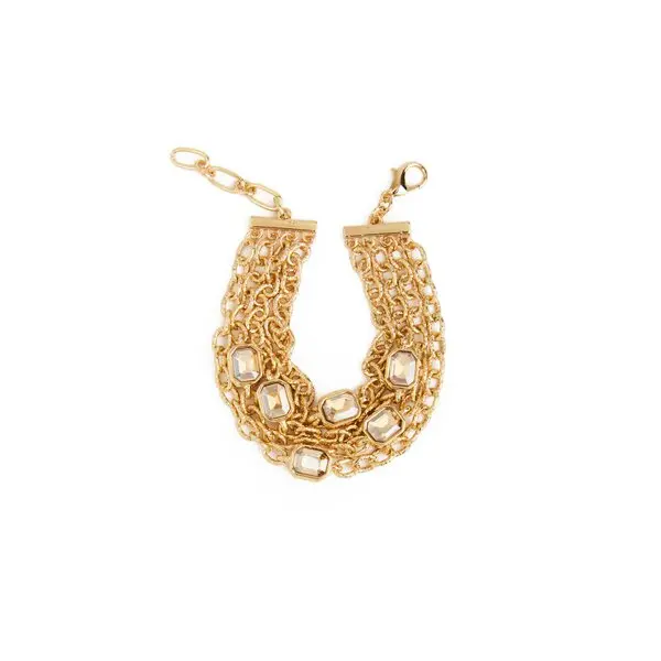 Saachi Crystal Cascade Chain Bracelet - Gold