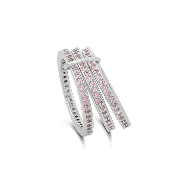 SHYMI Silver & Pink Stack Rings - Silver/pink