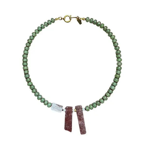 DESERT LOBBY Alexandros & Hephaestion Beaded Necklace - Green/pink