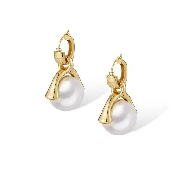 RETRO CHIC Victoria Moon Earrings - White/gold