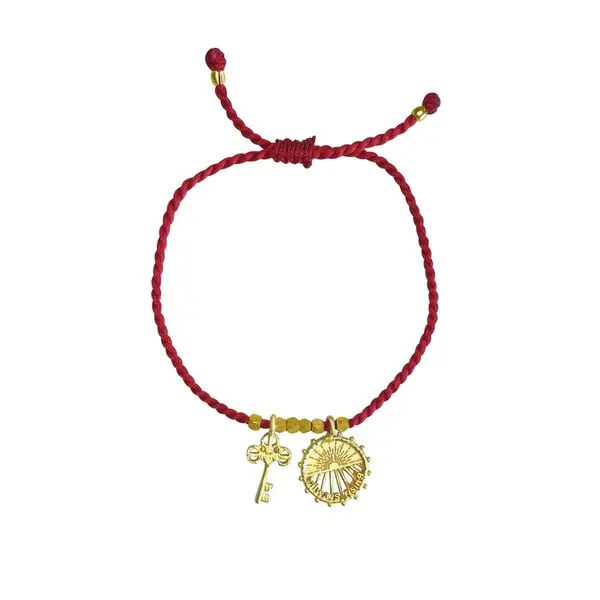 RIZE Charm Bracelet Gold Plated Red Cord - Red/gold