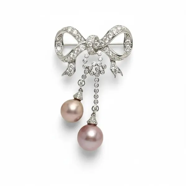 NINEMOO Still Bow Pearl Brooch - Silver