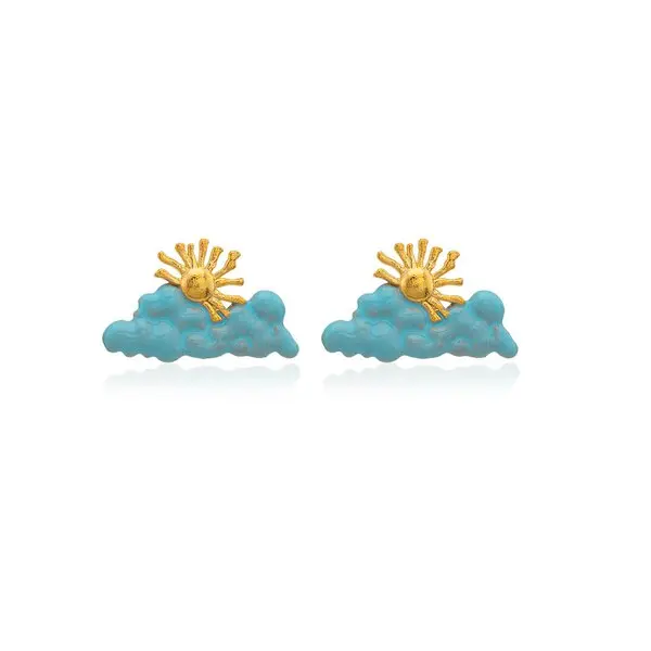 MILOU JEWELRY Clouds & Sun Earrings - Blue