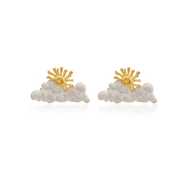 MILOU JEWELRY Clouds & Sun Earrings - White