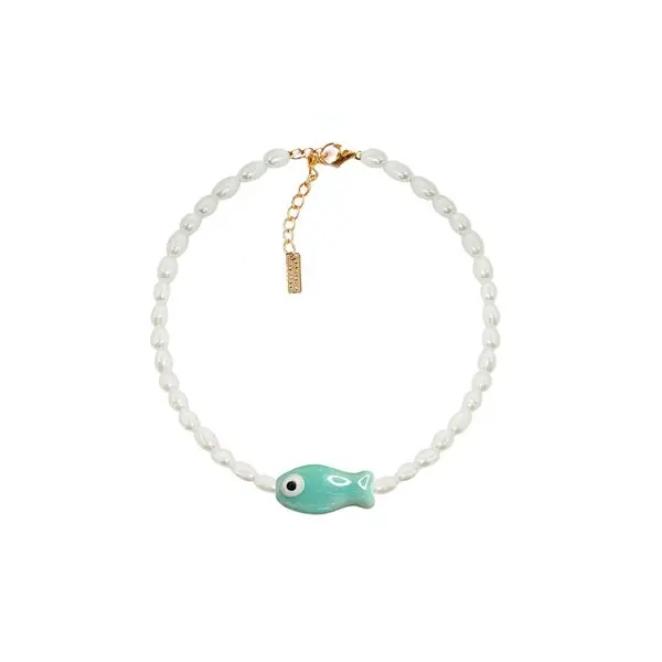 ADRIANA PAPPAS DESIGNS Fishy Pearls Anklet - Blue