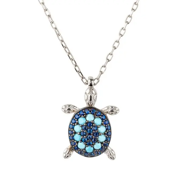 LATELITA Turtle Turquoise Pendant Necklace - Silver/blue