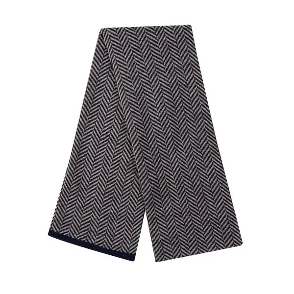 MOHAIR&ANGORA Blue / White Mohair Shawl Lycia Navy - Blue/white